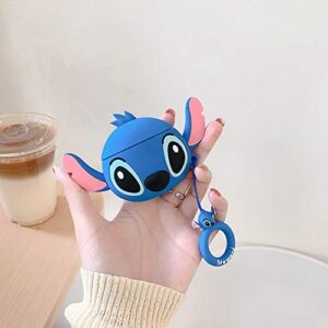 Joyleop Blue Compatible with Airpods 1/2 Case Cover,3D Cute Cartoon Animal Funny Fun Cool Kawaii Fashion,Silicone Character Skin Keychain Ring,Girls Boys Teens Kids,Case for Airpod 1& 2