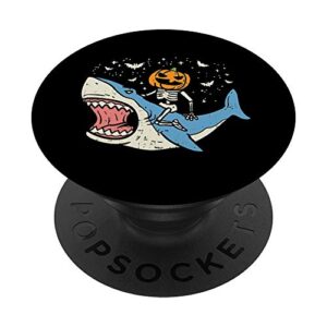 pumpkin skeleton riding shark bats halloween costume kids popsockets popgrip: swappable grip for phones & tablets