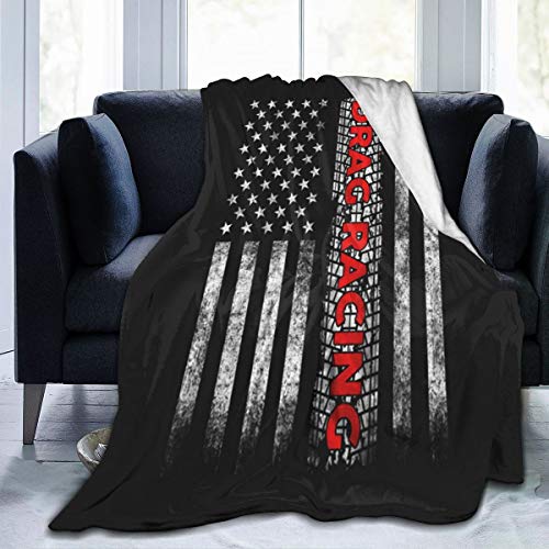 Drag Racing American Flag Ultra Soft Flannel Fleece All Season Light Weight Living Room/Bedroom Warm Blanket