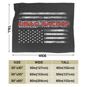 Drag Racing American Flag Ultra Soft Flannel Fleece All Season Light Weight Living Room/Bedroom Warm Blanket