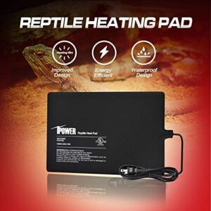 iPower 8 by 12-Inch Reptile Heat Mat Under Tank Heater Terrarium Heating Pad Ideal for Spider Snake Tarantula Hermit Crab Turtle, Black