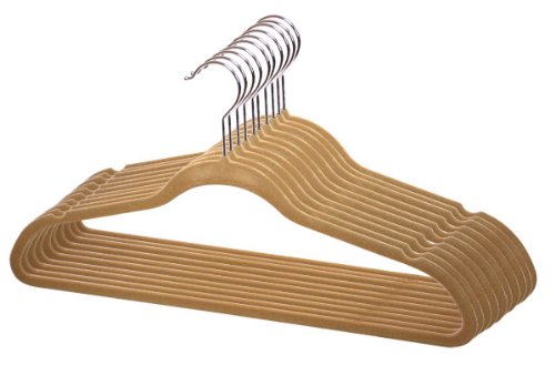 Home Basics Sturdy Velvet Non-Slip Hangers, 10-Pack (Camel)