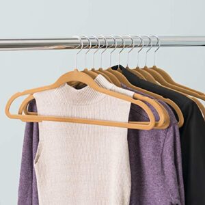 Home Basics Sturdy Velvet Non-Slip Hangers, 10-Pack (Camel)