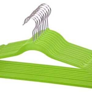 Velvet Clothes Hangers (Pack of 10), Green, by Home Basics | Hangers for Tops, Jackets, Dresses, and Pants | Contoured with Notches | Ultra-Thin Space Saving Clothes Hangers with Rotating Hooks