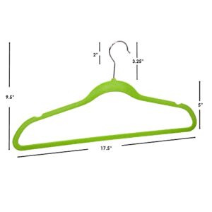 Velvet Clothes Hangers (Pack of 10), Green, by Home Basics | Hangers for Tops, Jackets, Dresses, and Pants | Contoured with Notches | Ultra-Thin Space Saving Clothes Hangers with Rotating Hooks