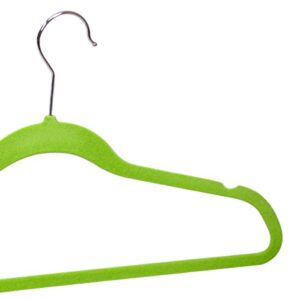 Velvet Clothes Hangers (Pack of 10), Green, by Home Basics | Hangers for Tops, Jackets, Dresses, and Pants | Contoured with Notches | Ultra-Thin Space Saving Clothes Hangers with Rotating Hooks