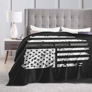 Correctional Officer Flag Ultra Soft Flannel Fleece All Season Light Weight Living Room/Bedroom Warm Blanket