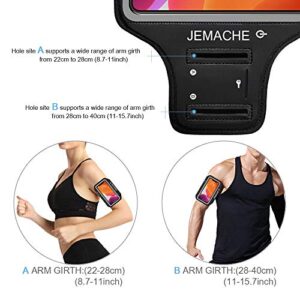 iPhone 14, 13, 12, 11, XR Armband with AirPods Holder, JEMACHE Water Resistant Gym Running Workouts Arm Band Case for iPhone XR, 11, 12, 13, 13 Pro, 14, 14 Pro (Black)