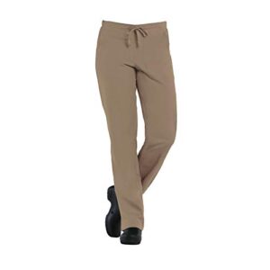 tru scrubs ladies half elastic with drawstring scrub pant (large petite, khaki)