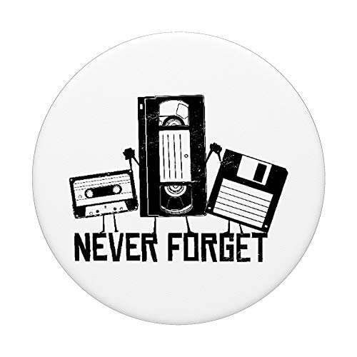 Cassette tape, video tape and floppy disk with NEVER FORGET PopSockets PopGrip: Swappable Grip for Phones & Tablets