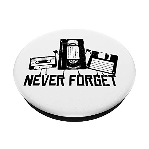 Cassette tape, video tape and floppy disk with NEVER FORGET PopSockets PopGrip: Swappable Grip for Phones & Tablets