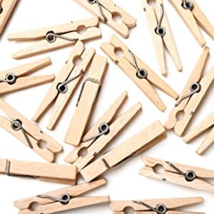 DecorRack Wooden Clothespins, Natural Wood Clothes Pegs, Arts and Craft Pins, Snack Clips, Indoor/Outdoor (Set of 96)