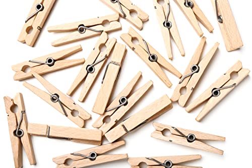 DecorRack Wooden Clothespins, Natural Wood Clothes Pegs, Arts and Craft Pins, Snack Clips, Indoor/Outdoor (Set of 96)