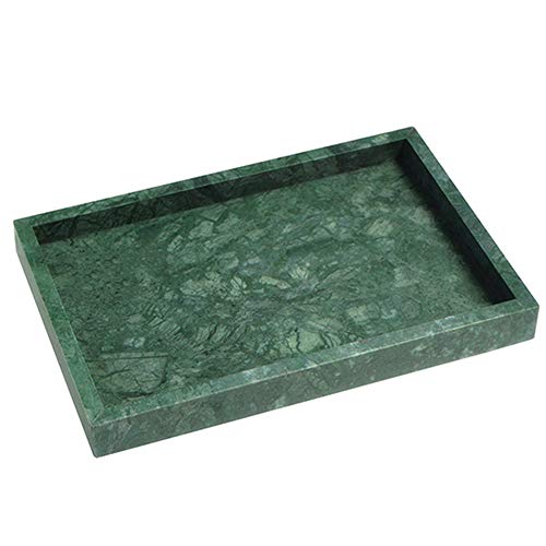 StonePlus Natural Marble Storage Vanity Tray, Cosmetics Jewelery Tray, Kitchen Organizer, Coffee Table Tray (Dark Green, 11.8L x 7.87W x 1.18H)