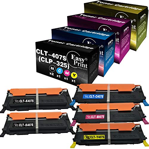 EASYPRINT (1xSET with Extra BK) Compatible 407S Toner Cartridge CLT-407S Used for Samsung CLP-325 CLP-320 CLX-3285 CLX-3185 Printer, (2xBK, 1xCyan, 1xMagenta, 1xYellow)