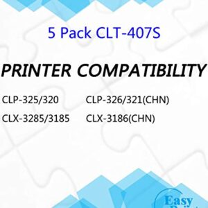 EASYPRINT (1xSET with Extra BK) Compatible 407S Toner Cartridge CLT-407S Used for Samsung CLP-325 CLP-320 CLX-3285 CLX-3185 Printer, (2xBK, 1xCyan, 1xMagenta, 1xYellow)