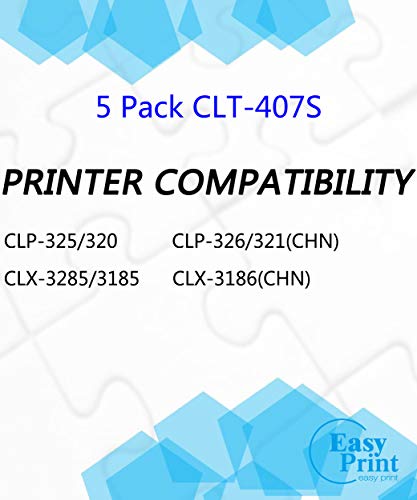 EASYPRINT (1xSET with Extra BK) Compatible 407S Toner Cartridge CLT-407S Used for Samsung CLP-325 CLP-320 CLX-3285 CLX-3185 Printer, (2xBK, 1xCyan, 1xMagenta, 1xYellow)