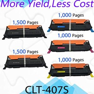 EASYPRINT (1xSET with Extra BK) Compatible 407S Toner Cartridge CLT-407S Used for Samsung CLP-325 CLP-320 CLX-3285 CLX-3185 Printer, (2xBK, 1xCyan, 1xMagenta, 1xYellow)