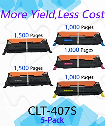 EASYPRINT (1xSET with Extra BK) Compatible 407S Toner Cartridge CLT-407S Used for Samsung CLP-325 CLP-320 CLX-3285 CLX-3185 Printer, (2xBK, 1xCyan, 1xMagenta, 1xYellow)