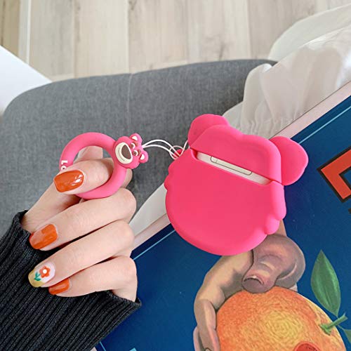 Sanyoo Compatible with Airpods 1/2 Case Soft Silicone, Cute 3D Cartoon Kawaii Animal Fun Funny Character Designer Skin Cover Air pods Case for Girls Kids Women Teens (Strawberry Bear)