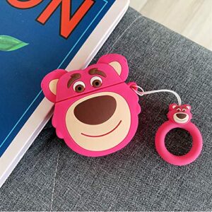 Sanyoo Compatible with Airpods 1/2 Case Soft Silicone, Cute 3D Cartoon Kawaii Animal Fun Funny Character Designer Skin Cover Air pods Case for Girls Kids Women Teens (Strawberry Bear)