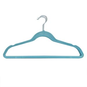 Velvet Clothes Hangers (Pack of 10), Turquoise, by Home Basics | Felt Hangers for Tops, Jackets, Dresses, and Pants | Contoured Hangers with Notches | Ultra-Thin Space Saving Clothes Hangers