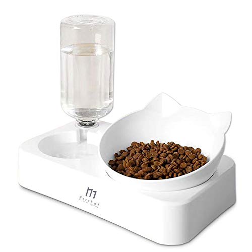 Marchul Cat Bowls, Cat Food Bowls, Cat Dog Tilted Water and Food Bowl Set, Raised Cat Bowl for Small or Medium Size Dogs Cats