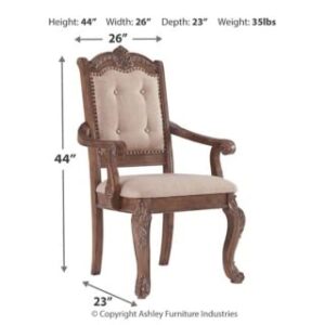 Signature Design by Ashley Charmond Antique Dining Room Chair, 2 Count, Brown