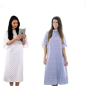 personal touch angle back overlap premium patient hospital gown (pack of 4) (2 snowflake 2 red diamond)