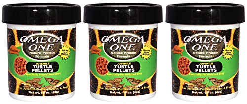 Omega One 3 Pack of Juvenile Turtle Pellets, 3.5 Ounces Each, Floating Food