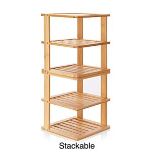 BERYLAND Bamboo Corner Shelf - 3 Tier 10 x 10 inch and 11.5 inches high. Kitchen Cabinet Organizer - Pantry Organization and Storage - Bathroom Countertop Shelves