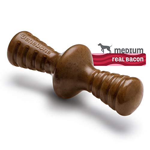 Benebone Zaggler Rolling Dog Chew Toy for Aggressive Chewers, Real Bacon, Made in USA, Medium