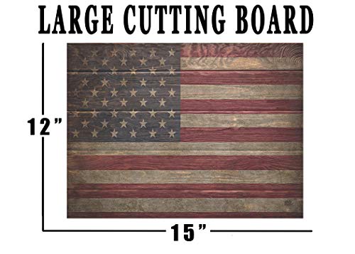 Patriotic USA Wood Flag Look Design Glass Cutting Board Decorative American United States of America Rustic Design