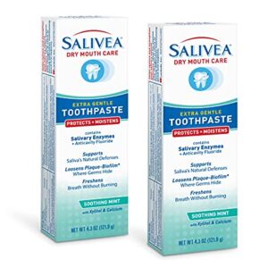 SALIVEA Dry Mouth Toothpaste - Soothing Mint Toothpaste with Natural Salivary Enzymes - Gentle Toothpaste to Aid Dry Mouth Care - Natural, Paraben Free Dry Mouth Toothpaste - Mint Flavor (2 Pack)