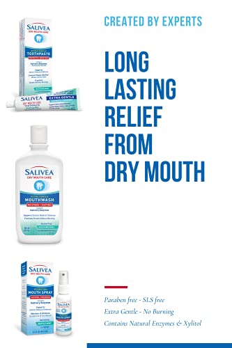 SALIVEA Dry Mouth Toothpaste - Soothing Mint Toothpaste with Natural Salivary Enzymes - Gentle Toothpaste to Aid Dry Mouth Care - Natural, Paraben Free Dry Mouth Toothpaste - Mint Flavor (2 Pack)