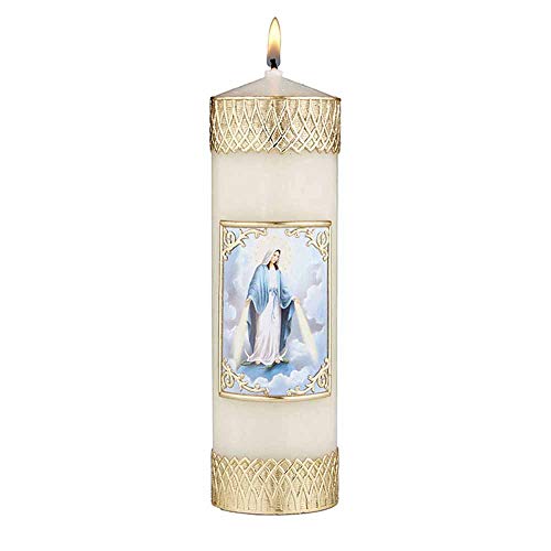 CB Church Supply Candle - Will and Baumer - Hand-Decorated Family Prayer Paraffin Devotional Candle with Decal, 8-Inch, Lady of Grace