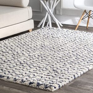 nuloom cuellar chevron shag area rug, 8' 10" x 12', navy