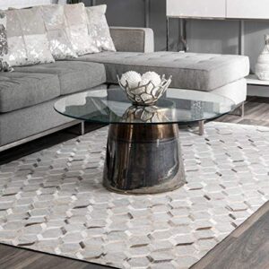 nuloom modern cowhide trellis area rug, 10' x 14', grey