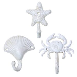 topbathy 3pcs nautical hooks crab sea shell shape wall hooks coat towel hooks robe key hat clothes hooks wall hangers nautical beach coastal wall decorations ornaments