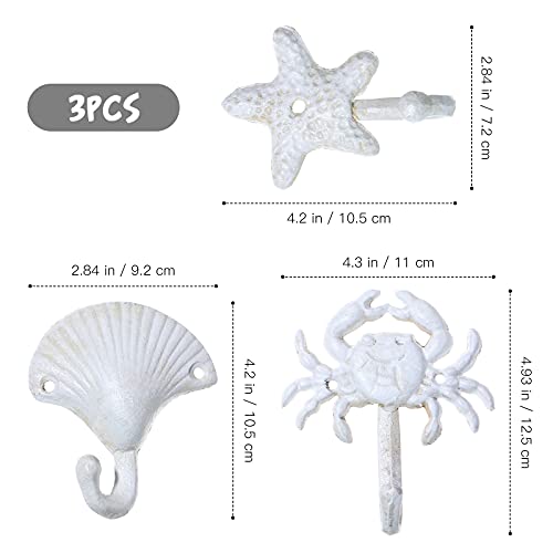 TOPBATHY 3pcs Nautical Hooks Crab sea Shell Shape Wall Hooks Coat Towel Hooks Robe Key Hat Clothes Hooks Wall Hangers Nautical Beach Coastal Wall Decorations Ornaments