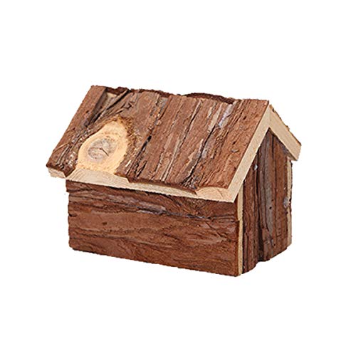 Hamster Wooden House with Chimney Small Pets Hideout for Dwarf Hamster Cage Play Hut (S)