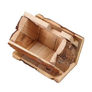 Hamster Wooden House with Chimney Small Pets Hideout for Dwarf Hamster Cage Play Hut (S)