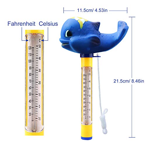 Blufree Pool Thermometer Floating, Shatter Resistant, Indoor Outdoor Thermometer Pond Water Thermometer for Swimming Pools, Spas, Hot Tubs, Aquariums & Pond