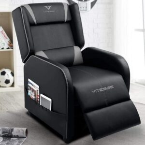 vitesse gaming recliner chair racing style single pu leather sofa modern living room recliners ergonomic comfortable home theater seating, grey