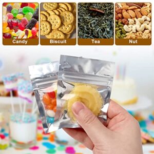 SBYURE 200 Pack Resealable Clear Ziplock Mylar Bags Aluminum Foil Plastic Food Storage Bags,Food Safe Plastic Aluminum Material for Candy,Cookies,Snack Food,etc.3x4 Inch,Clear Silver