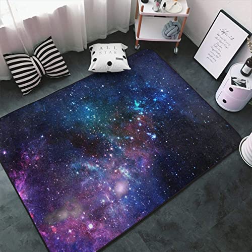 NiYoung Blue Purple Galaxy Kitchen Rug, Bedroom Living Room Kitchen Rug, Doormat Floor Mat Nursery Rugs, Kids Children Play Mat Bath Mat, Throw Rugs Runner Exercise Mat