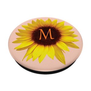 Letter M Initial Sunflower Monogram PopSockets Swappable PopGrip