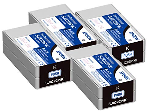 Genuine SJIC22P 4 (Four) Pack Black Ink Cartridge Kit for TM-C3500 C33S020577