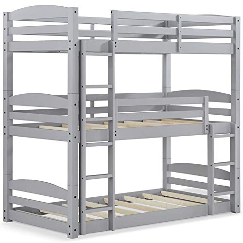 Dorel Living Sierra Triple Floor Wooden Bunk Bed in Gray - Set Up As Triple Bunk Bed/Bunk Bed/Daybed