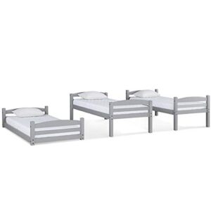 Dorel Living Sierra Triple Floor Wooden Bunk Bed in Gray - Set Up As Triple Bunk Bed/Bunk Bed/Daybed